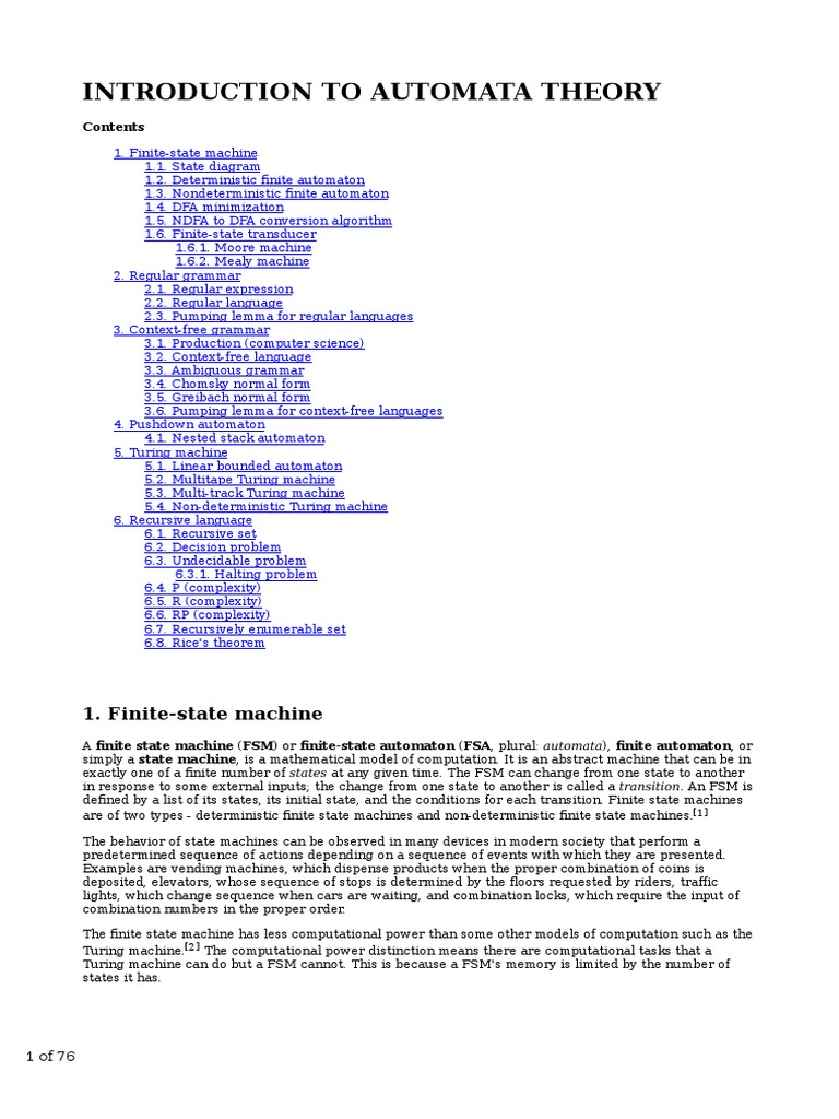 Introduction To Automata Theory | PDF | Discrete Mathematics | Models Of Computation