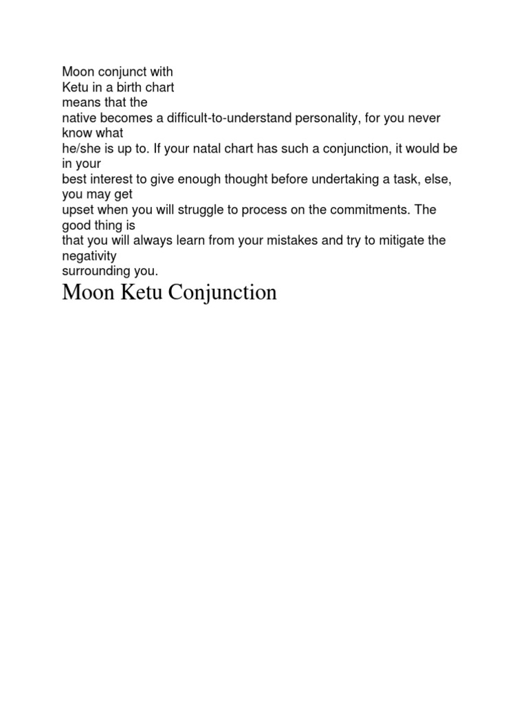 Moon Ketu Conjunction | PDF | Technical Factors Of Astrology | Astrology
