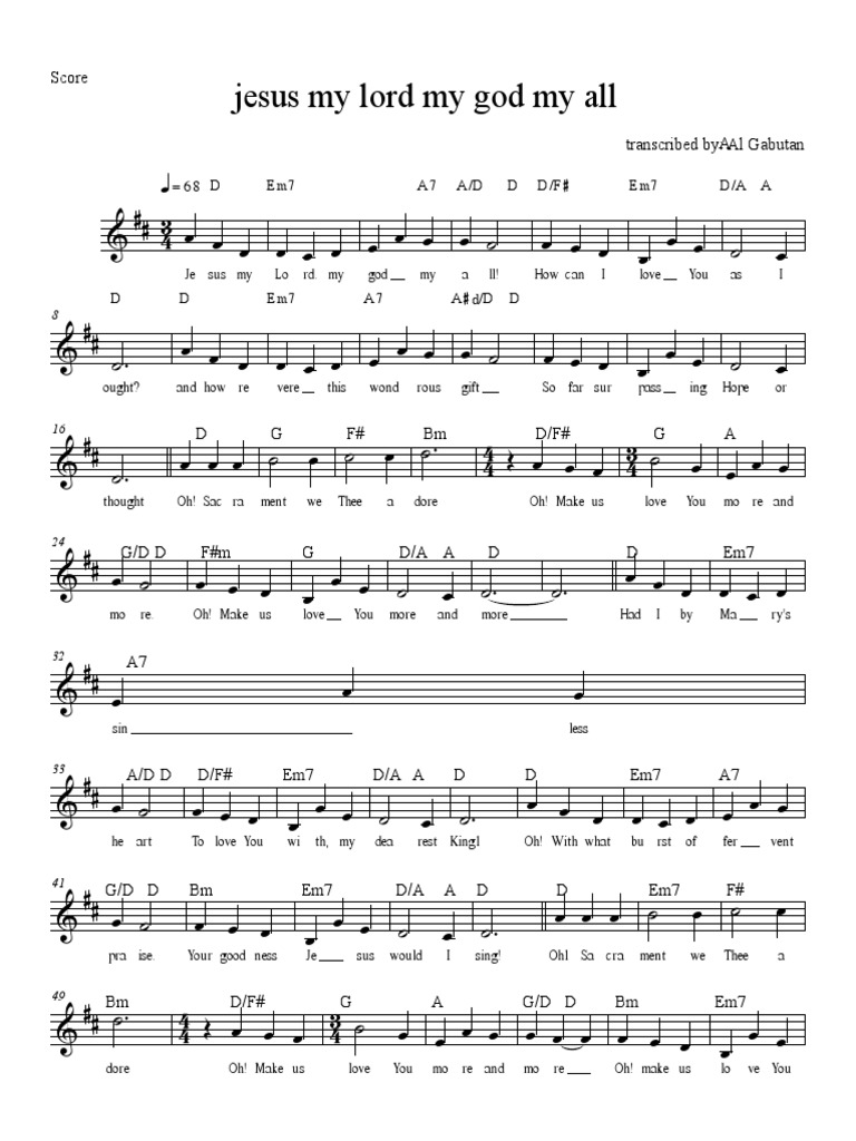 Jesus My Lord My God My All: Score | PDF