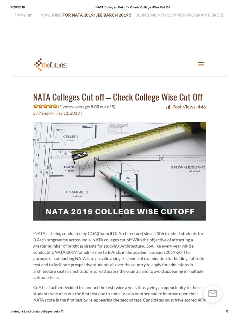 NATA Colleges Cut Off - Check College Wise Cut Off | PDF | University ...