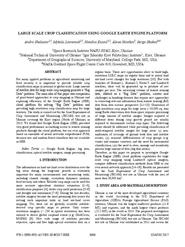 Large Scale Crop Classification Using Google Earth Engine Platform ...