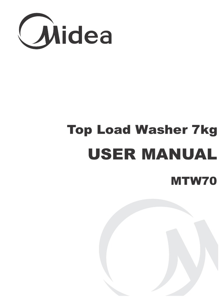 Midea MTW70 7kg Top Load Washing Machine User Manual | PDF | Washing ...