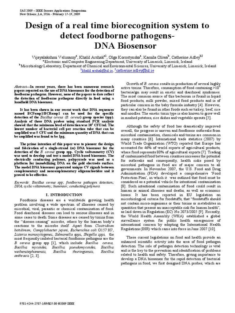 Design of A Real Time Biorecognition System To Detect Foodborne ...
