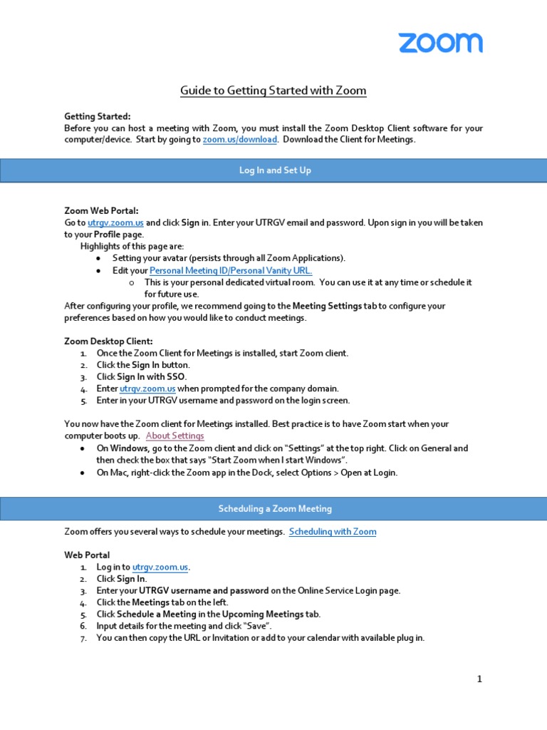 Zoom Quick Start Guide | PDF | Login | Client (Computing)