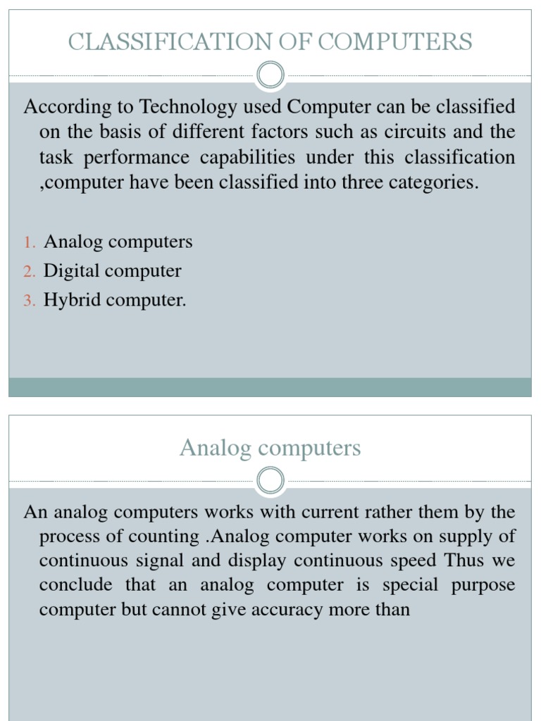 Classification of Computer | PDF | Microcomputers | Bit Classification of Computer | PDF | Microcomputers | Bit