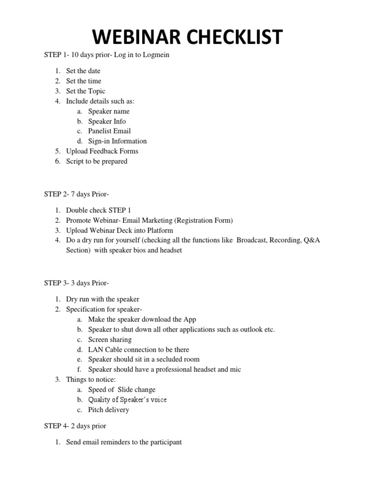 Webinar Checklist | PDF