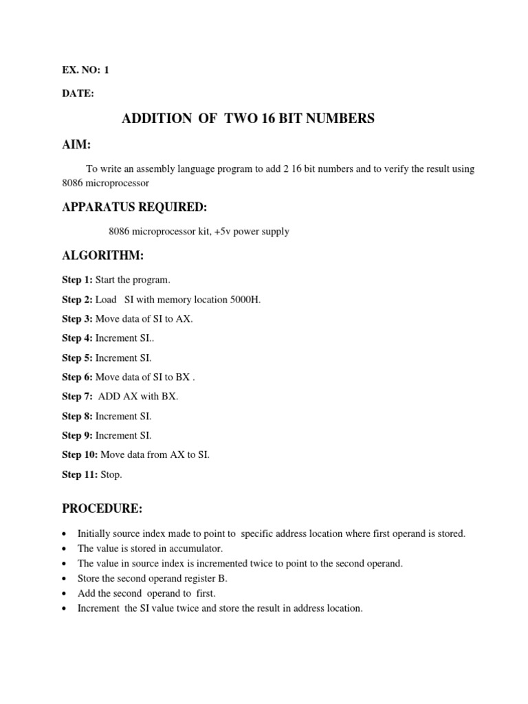 8086 All Basic Programs | PDF | Assembly Language | Office Equipment
