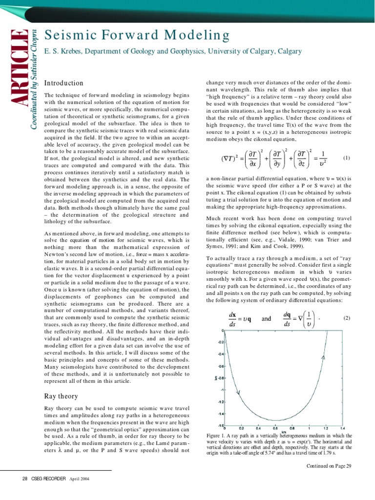 Apr04 Seismic Forward Modeling | PDF | Waves | Differential Equations