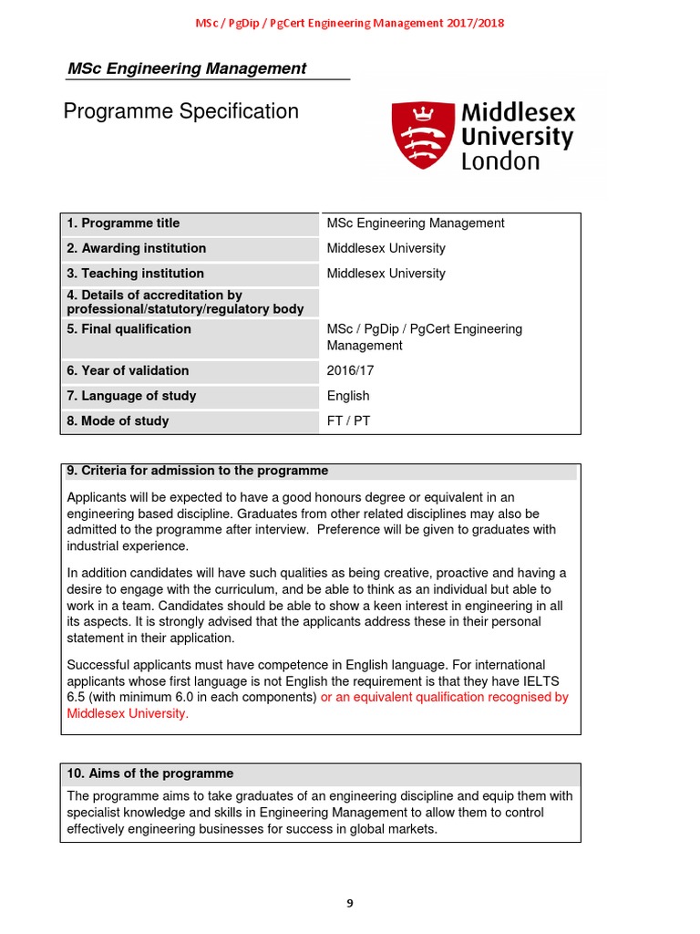 MSC Engineering Management | PDF | Master's Degree | Critical Thinking
