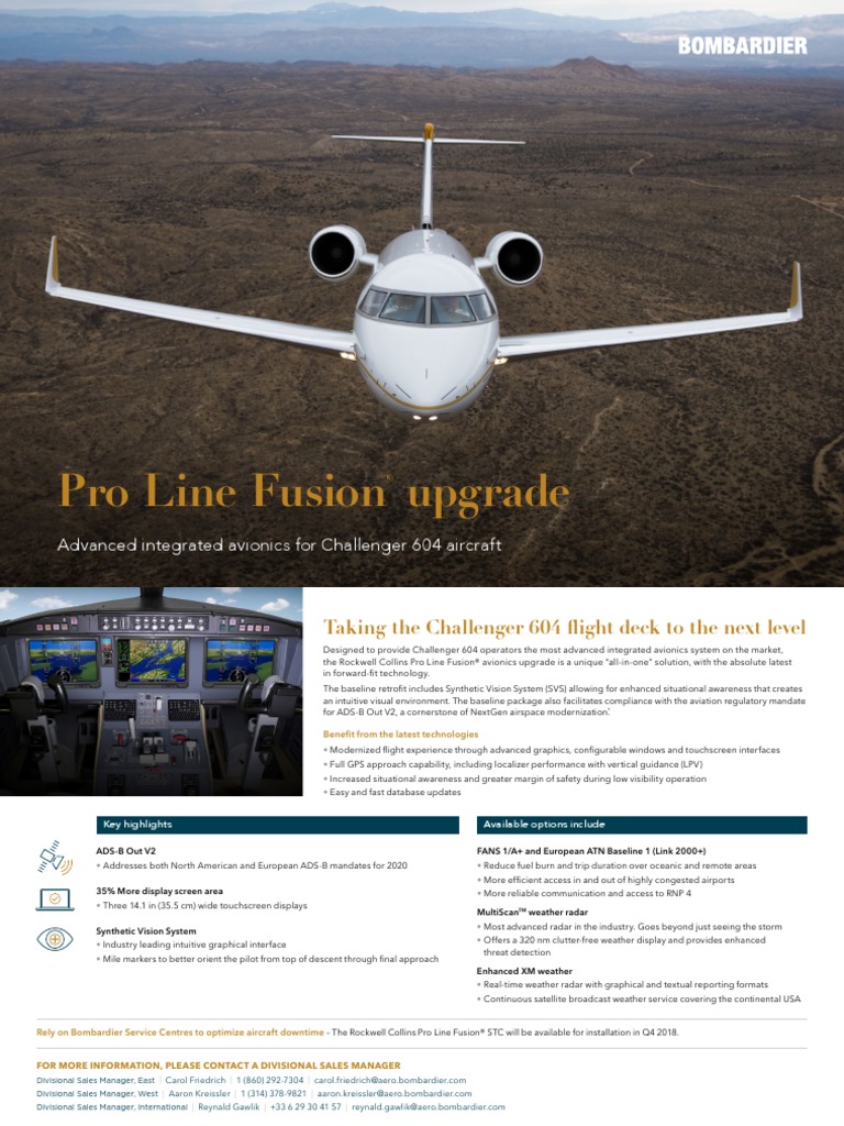 Pro Line Fusion Upgrade: Advanced Integrated Avionics For Challenger ...