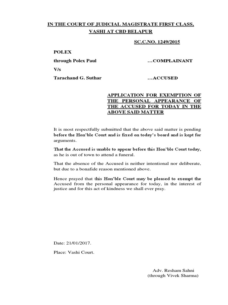 Adjournment Application | Download Free PDF | Government | Public Law
