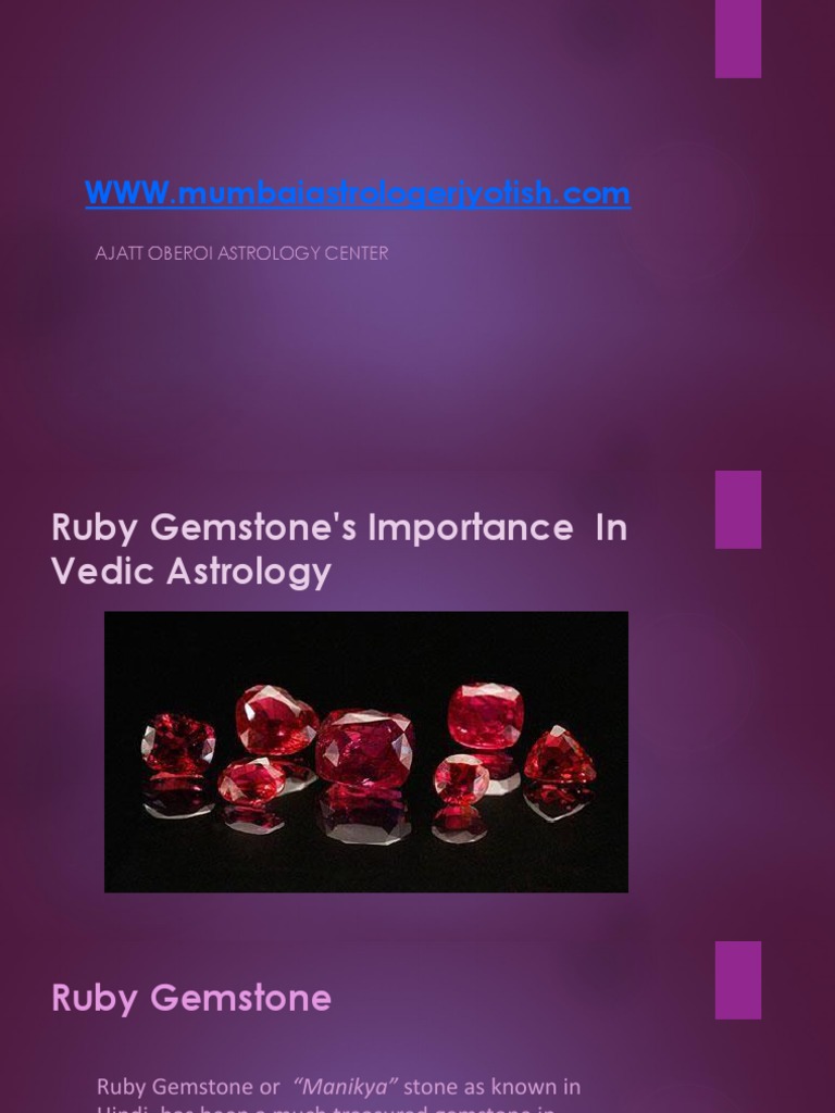 Ruby Gemstone | PDF | Horoscope | Hindu Astrology
