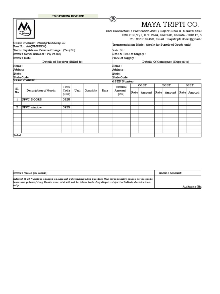 Proforma Invoice MTC - M | PDF | Invoice | Public Finance