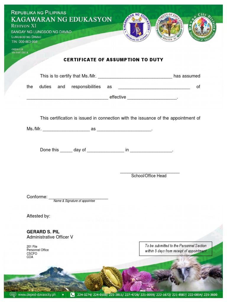 Certificate of Assumption | PDF