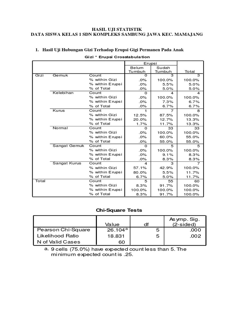 Uji Statistik Chi Square Hasil Penelitian | PDF | Probability And ...