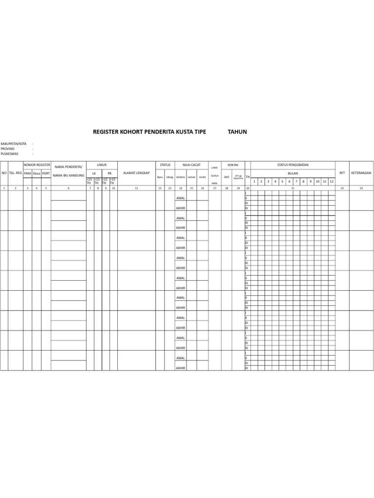 Form Kohort Kusta | PDF