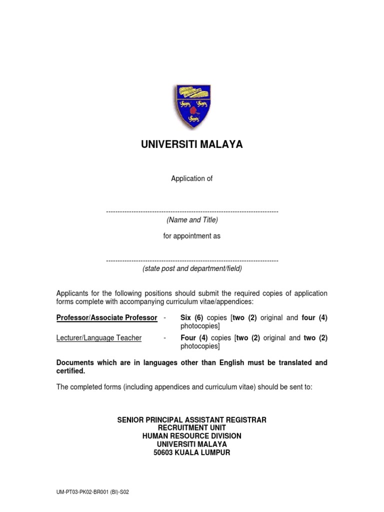 Application Form - English-Malay | PDF | Thesis | Academic Degree