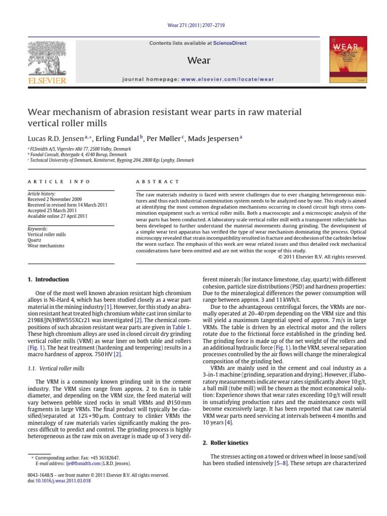 Wear Mechanism of Abrasion Resistant Wear Parts in Raw Material ...