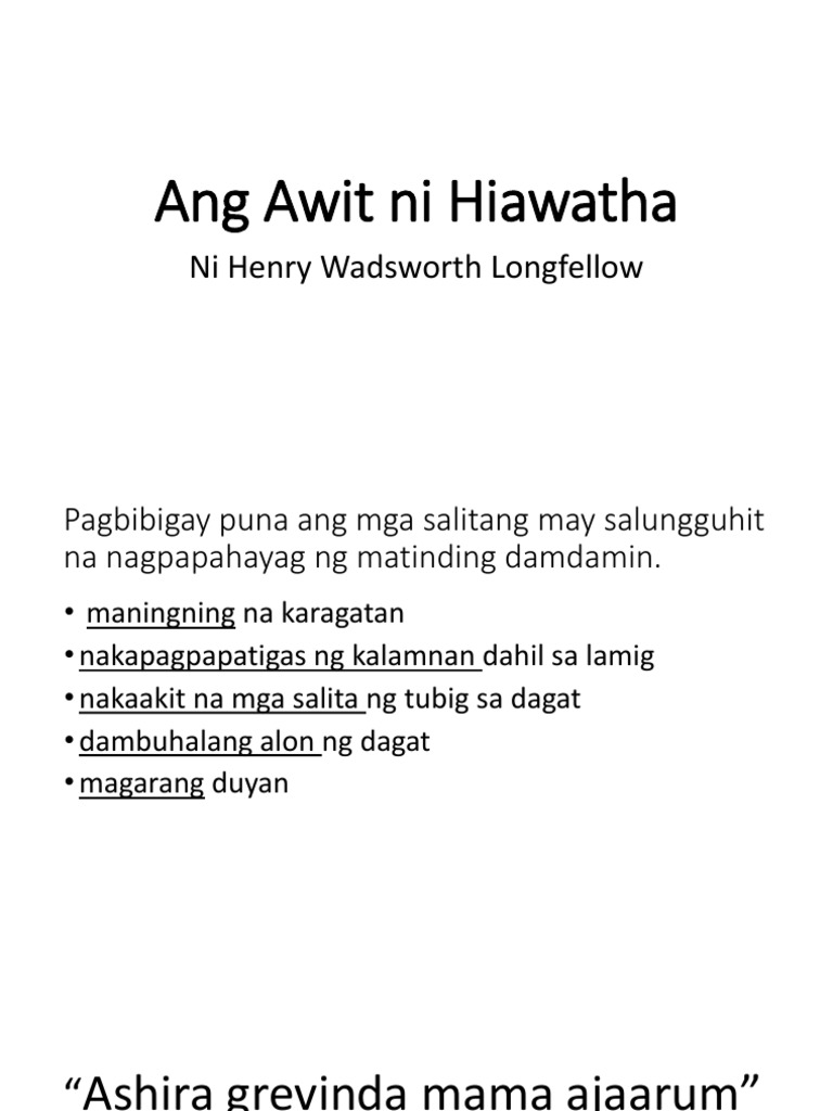 Ang Awit Ni Hiawatha | PDF