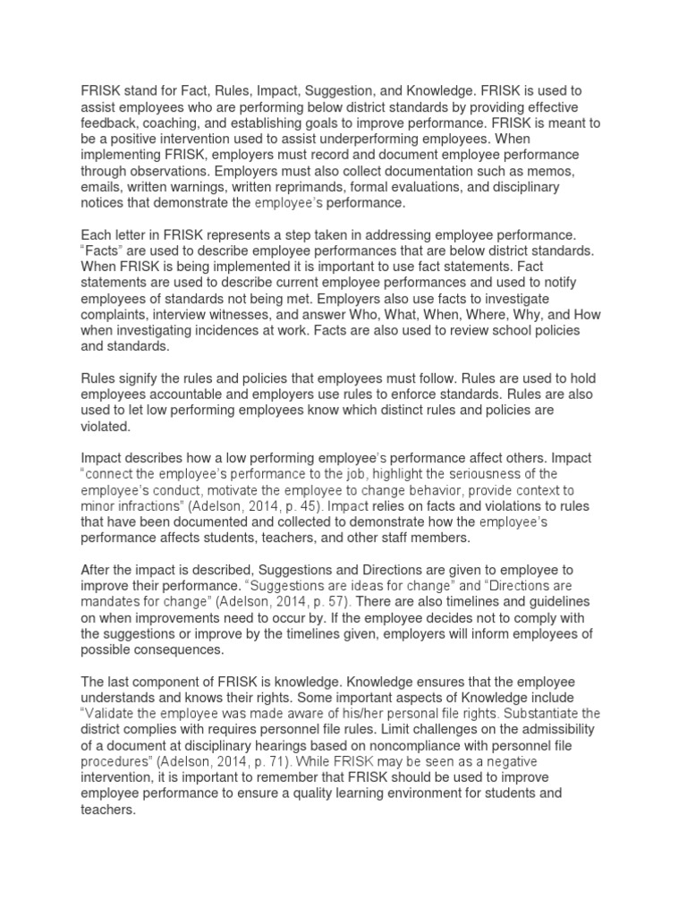 FRISK Model for Employee Performance | PDF | Employment | Learning