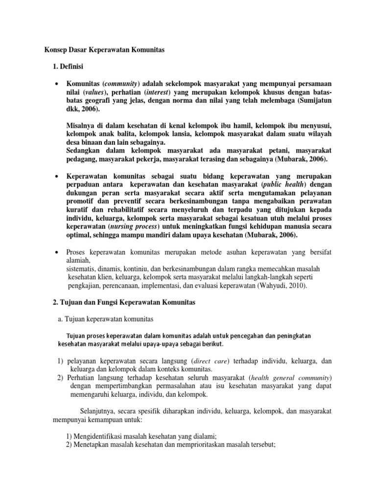 Konsep Dasar Keperawatan Komunitas 1 | PDF
