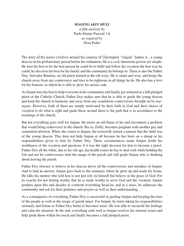 Maging Akin Muli: A Film Analysis by As Required by | PDF