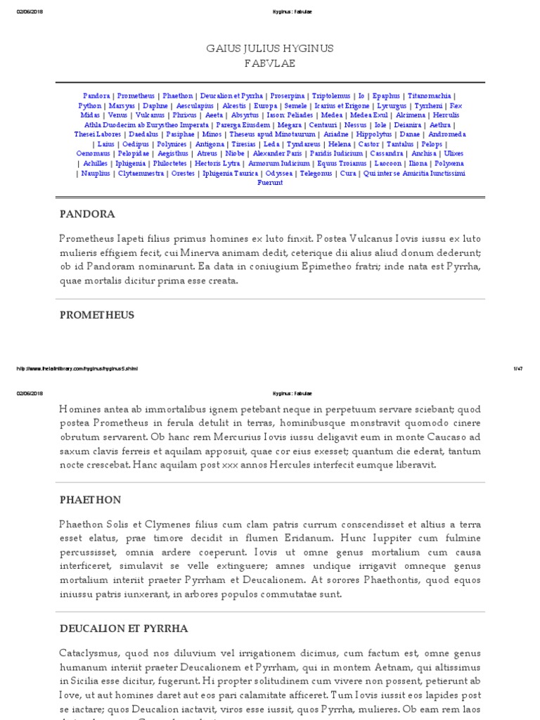 Hygini Fabulae | PDF