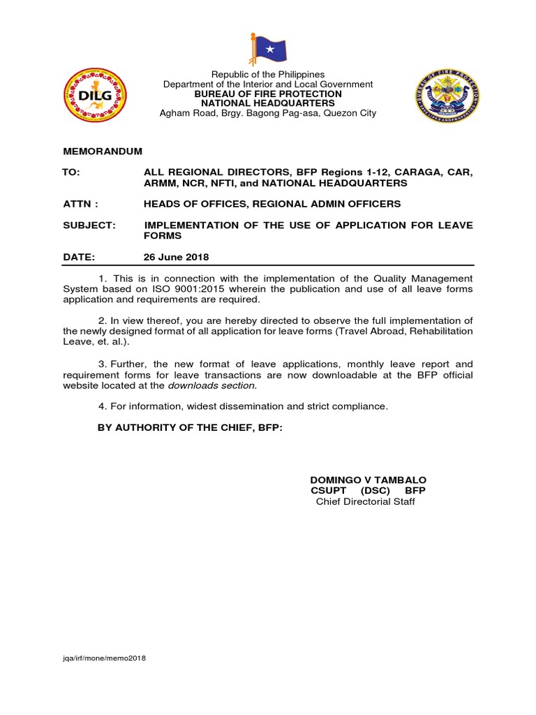 BFP Leave Forms Implementation | PDF