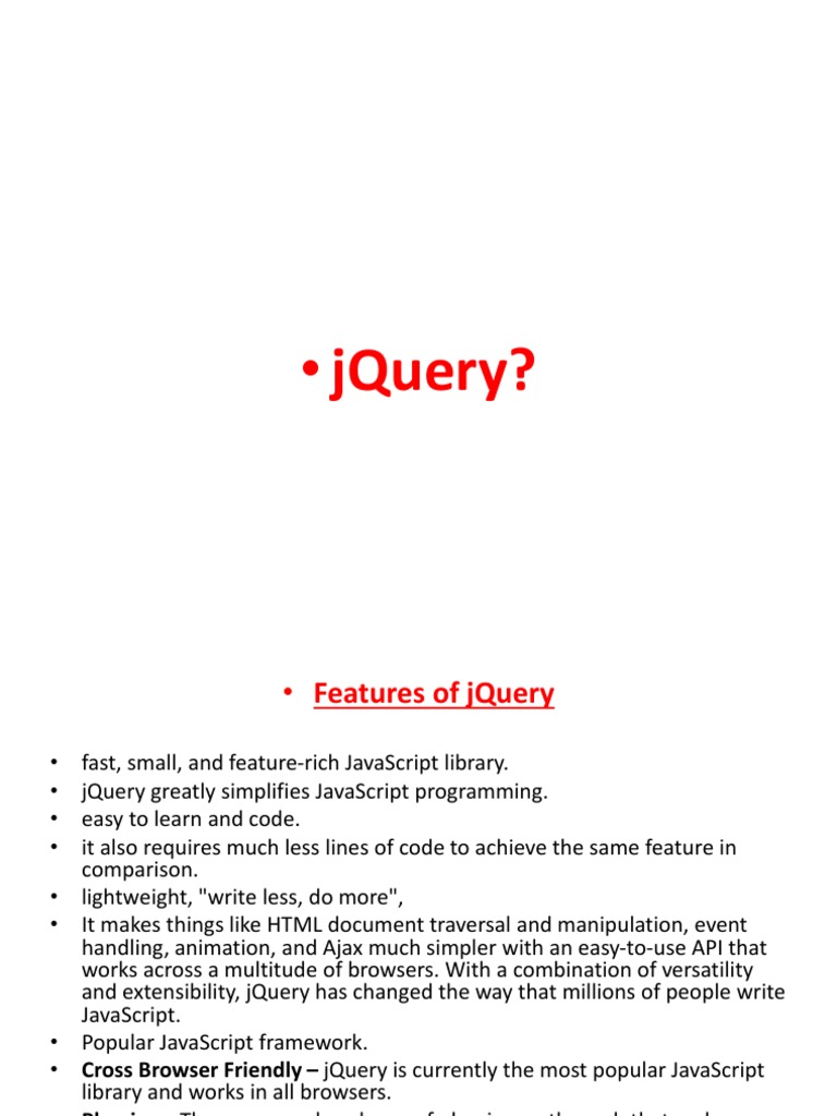 JQUERY | PDF | J Query | Java Script JQUERY | PDF | J Query | Java Script