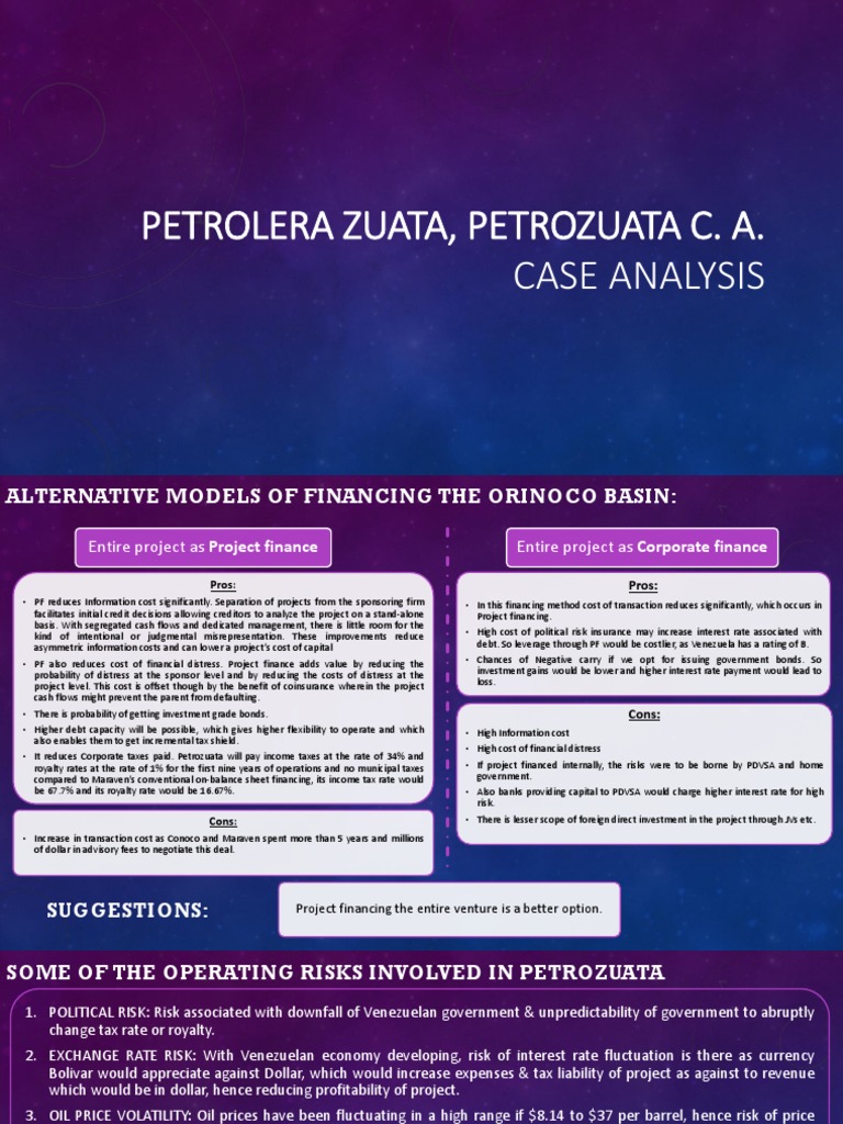 Petrolera Zuata, Petrozuata C. A. Case Analysis | PDF | Leverage ...