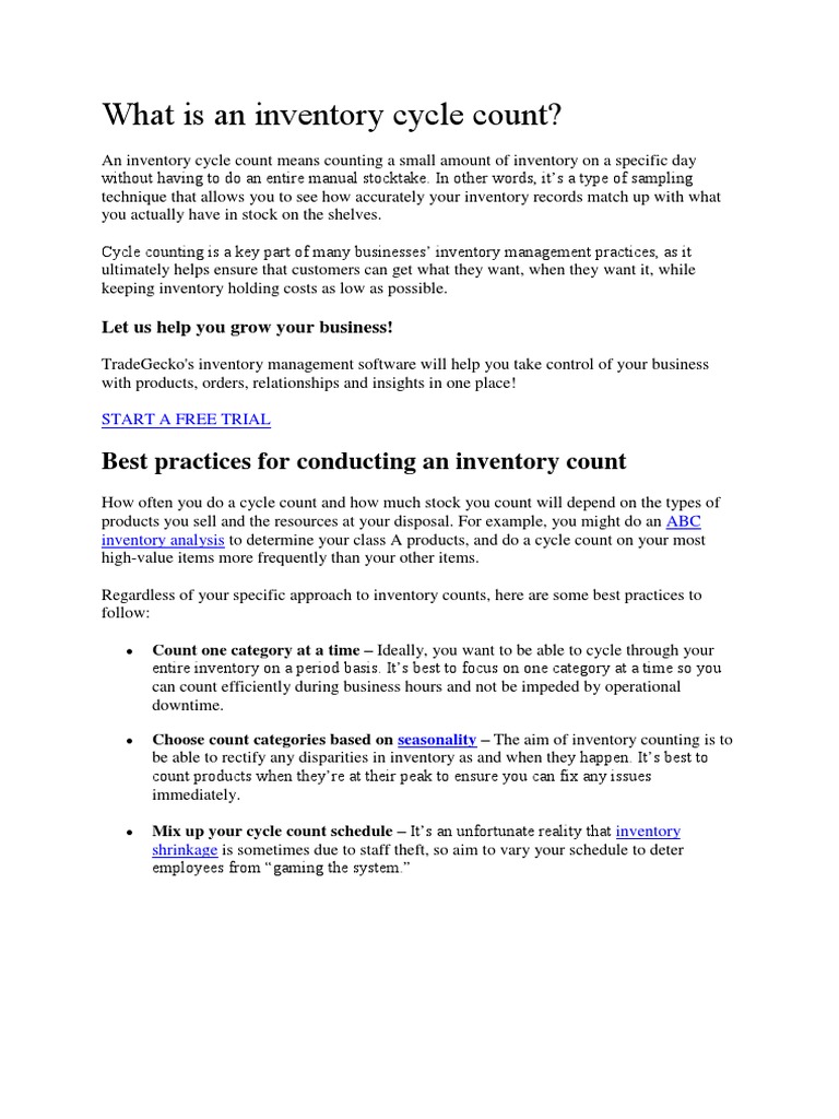 What Is An Inventory Cycle Count | PDF | Inventory | Economies