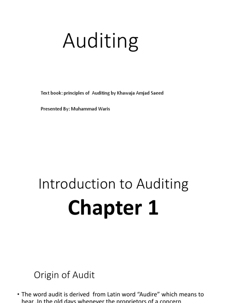 Auditing: Text Book: Principles of Auditing by Khawaja Amjad Saeed ...