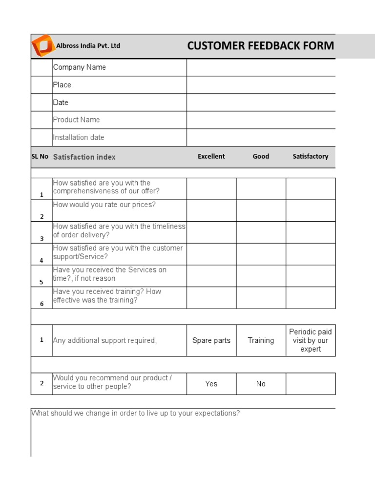 Customer Feedback Form Template | PDF