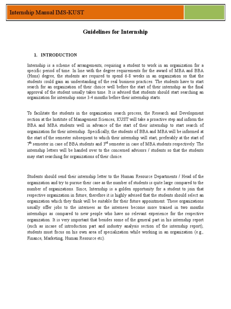 Internship Manual KUST | PDF | Swot Analysis | Human Resource Management