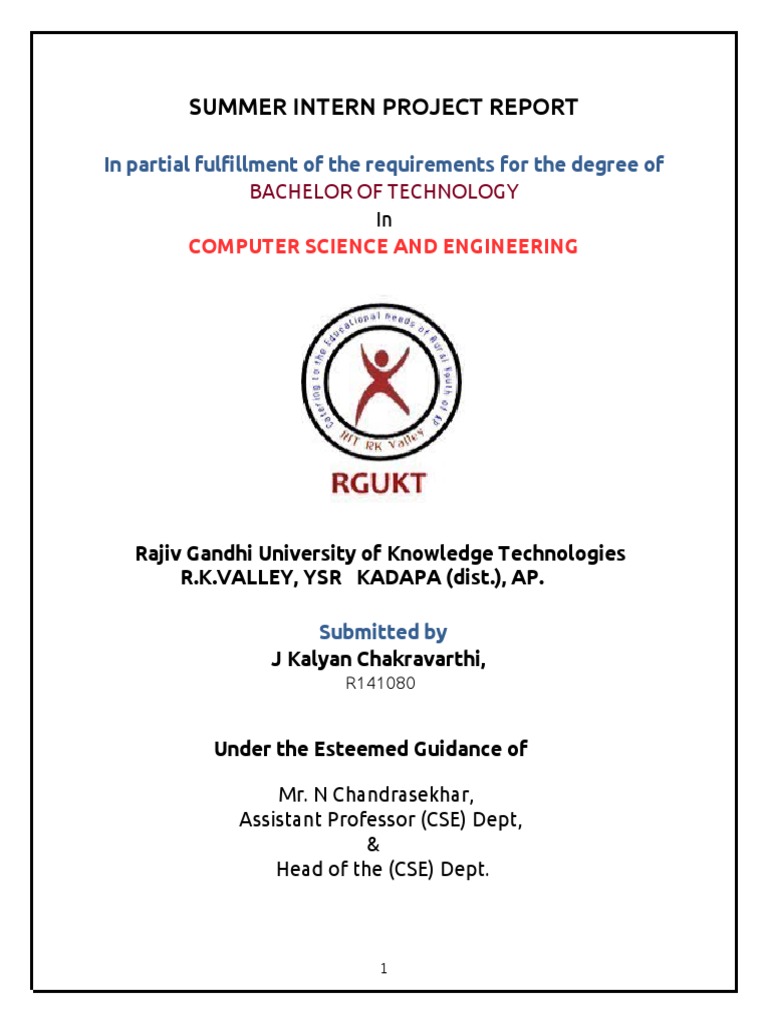 B.Tech CSE Summer Project Report | PDF | Web Application | Java Script