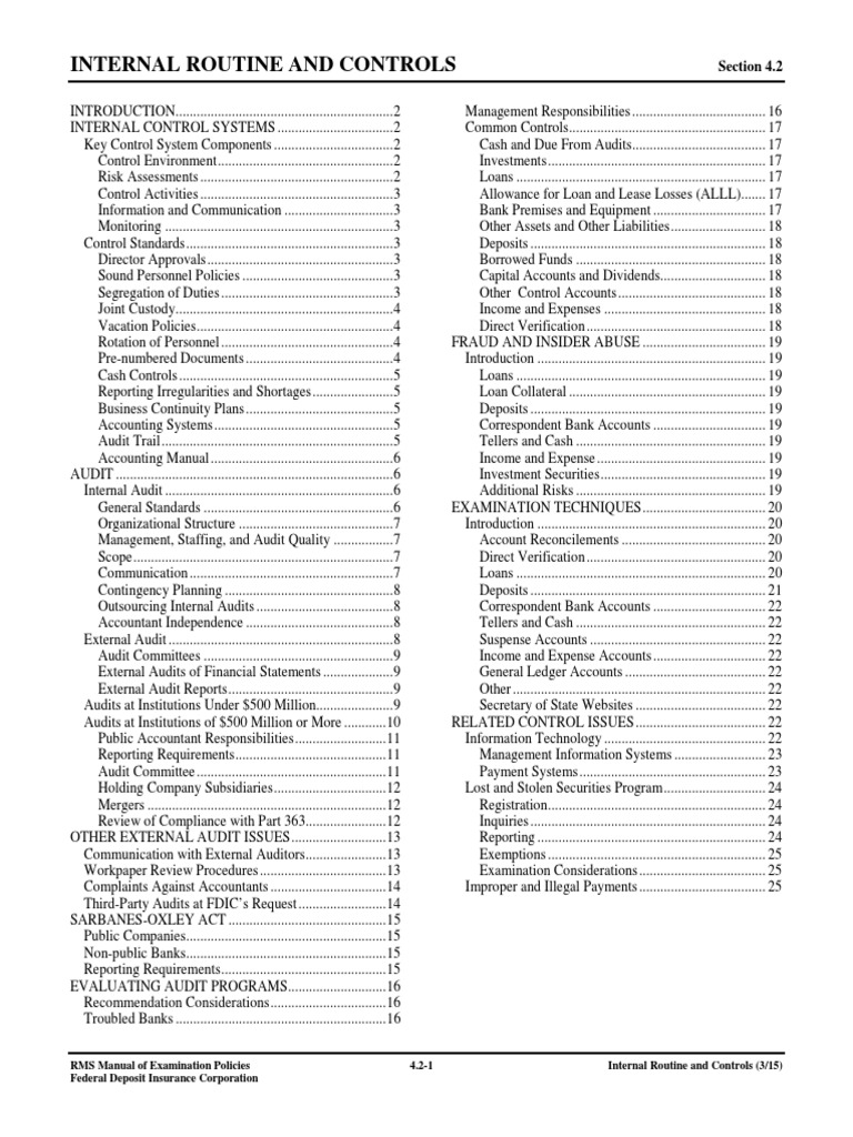 Bank Internal Controls Guide | PDF | Internal Control | Internal Audit