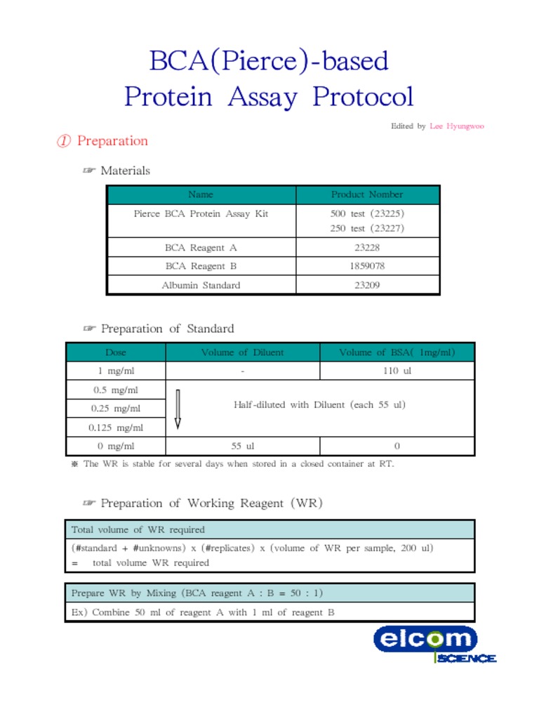 BCA-Based Protein Assay Protocol | PDF | Scientific Techniques ...