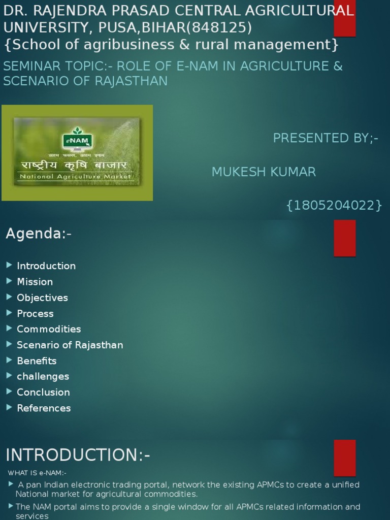 The Role of E-NAM in Agriculture and the Scenario of E-NAM ...