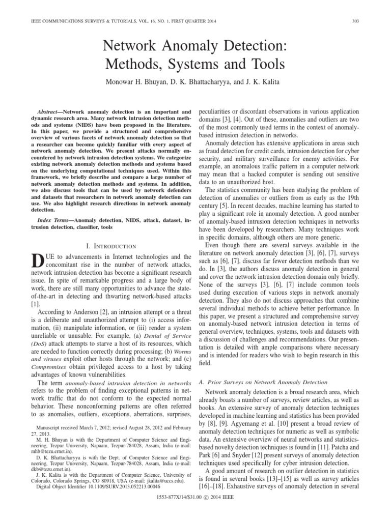 Network Anomaly Detection-Methods, Systems and Tools | PDF | Information Security | Computer Network