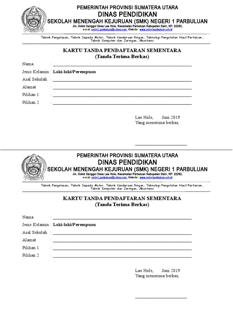 Kartu Tanda Terima Berkas | PDF