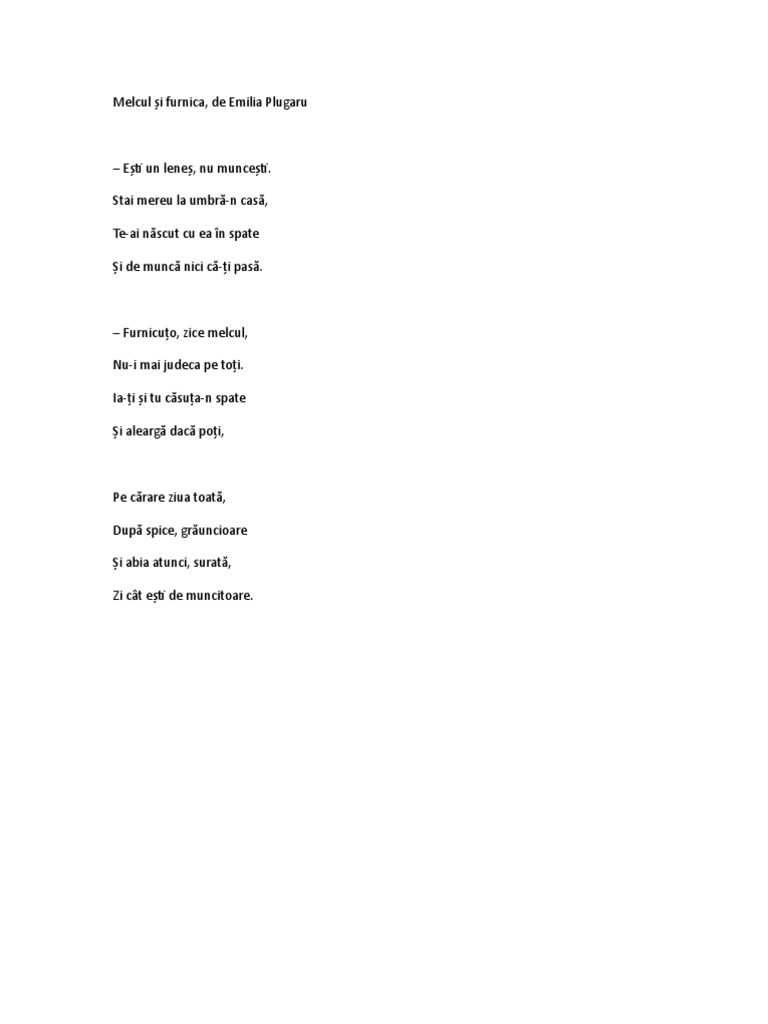 Melcul Si Furnica | PDF