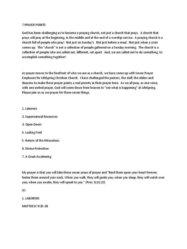 7 Prayer Points-Wps Office | PDF | Miracle | Prayer