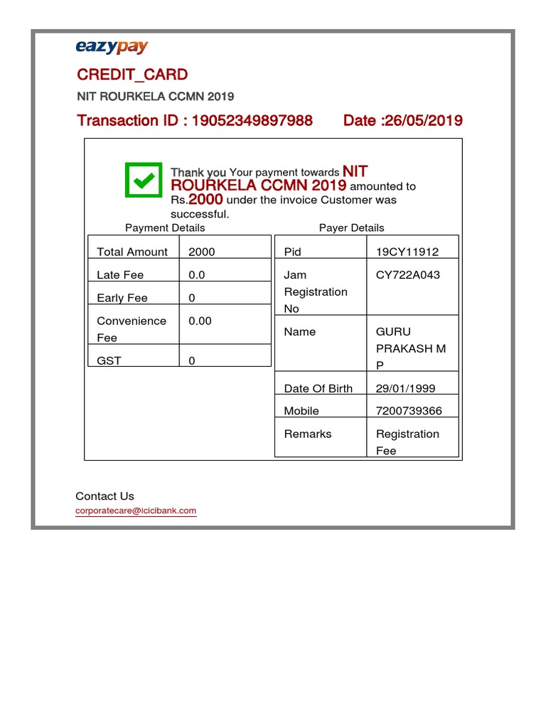 Registration Receipt