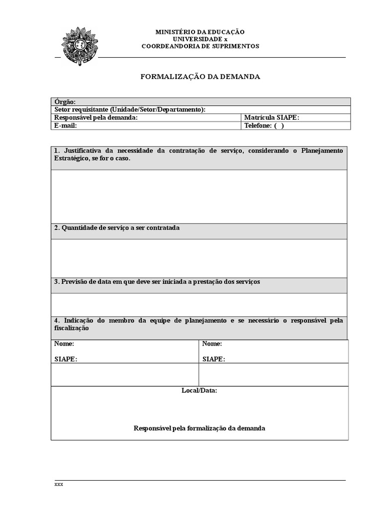 Modelo Formalização Da Demanda | PDF