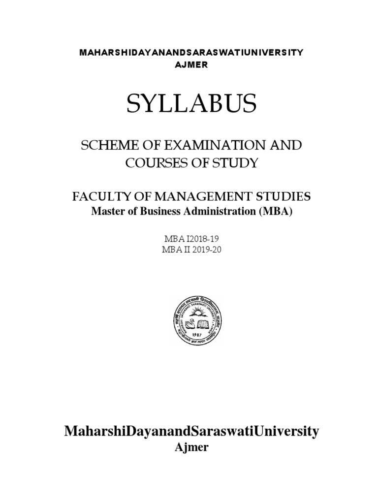 Syllabus: Scheme of Examination and Courses of Study | PDF | Marketing ...
