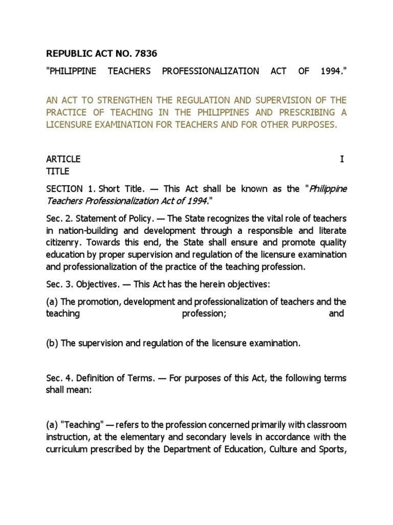 Laws in Education | PDF | Licensure | Teachers