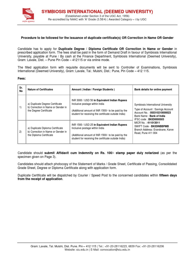 Application Form Duplicate Degree Diploma Certificate PDF | Download Free PDF | Notary Public ...