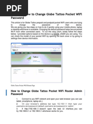 Globe Tattoo Pocket Wifi