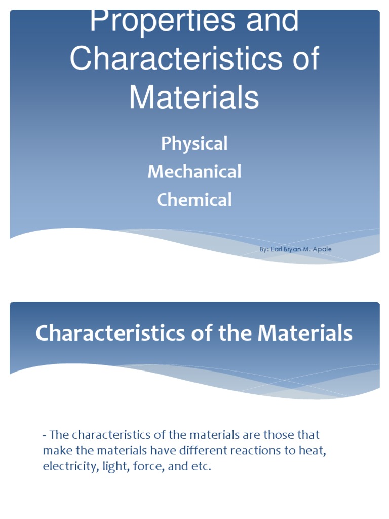 Properties and Characteristics of Materials | PDF | Plasticity (Physics ...