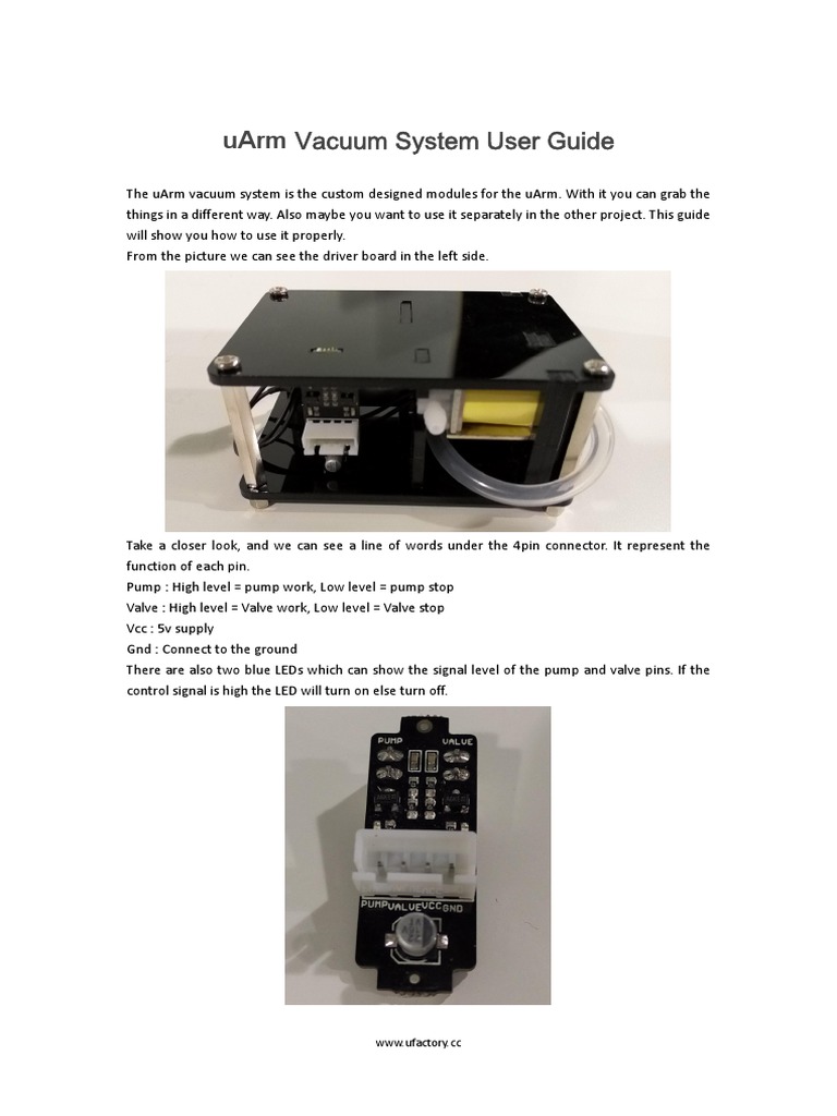 Uarm Vacuum System User Guide: WWW - Ufactory.Cc | PDF